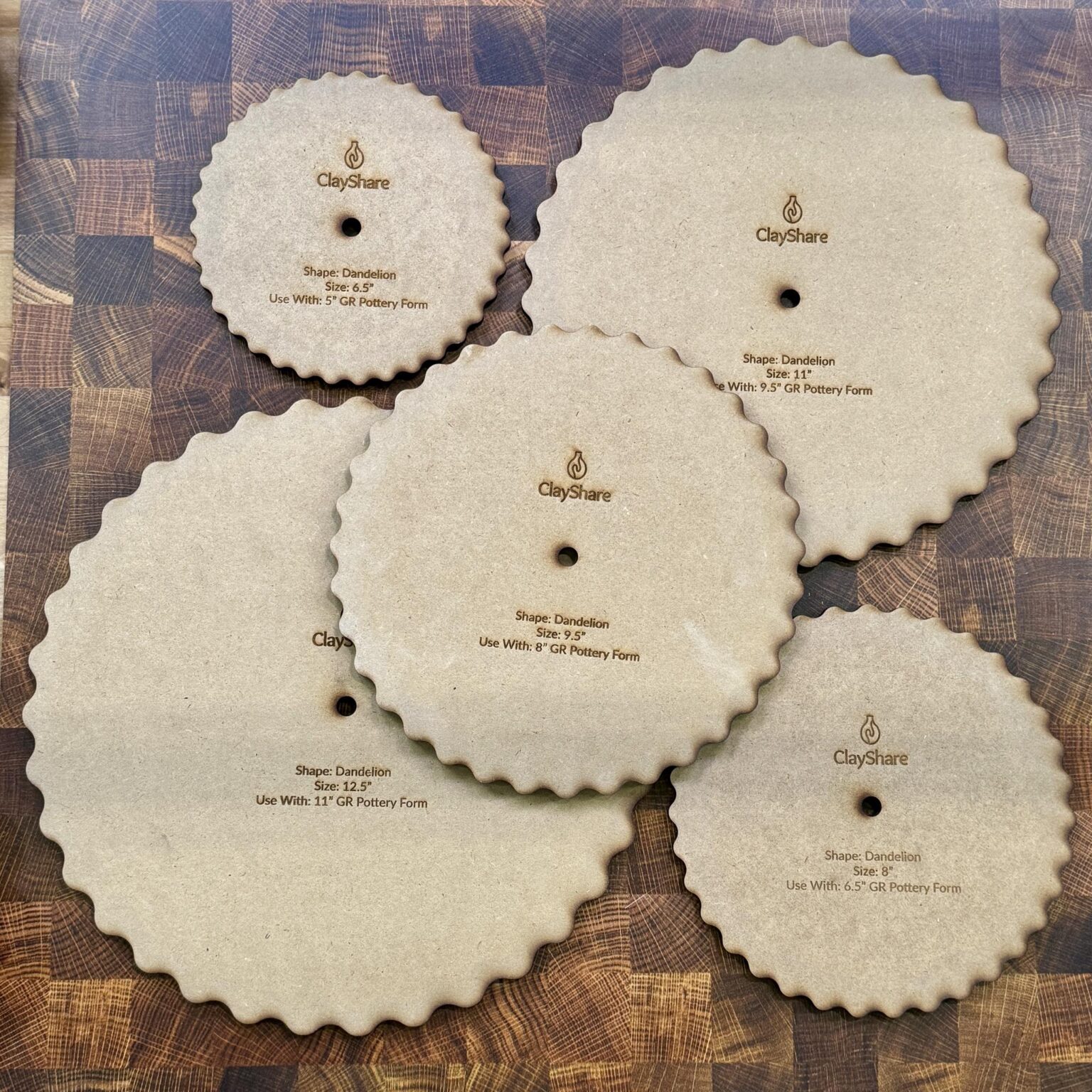 Dandelion Round Stack Rim Template Set – ClayShare Market Place