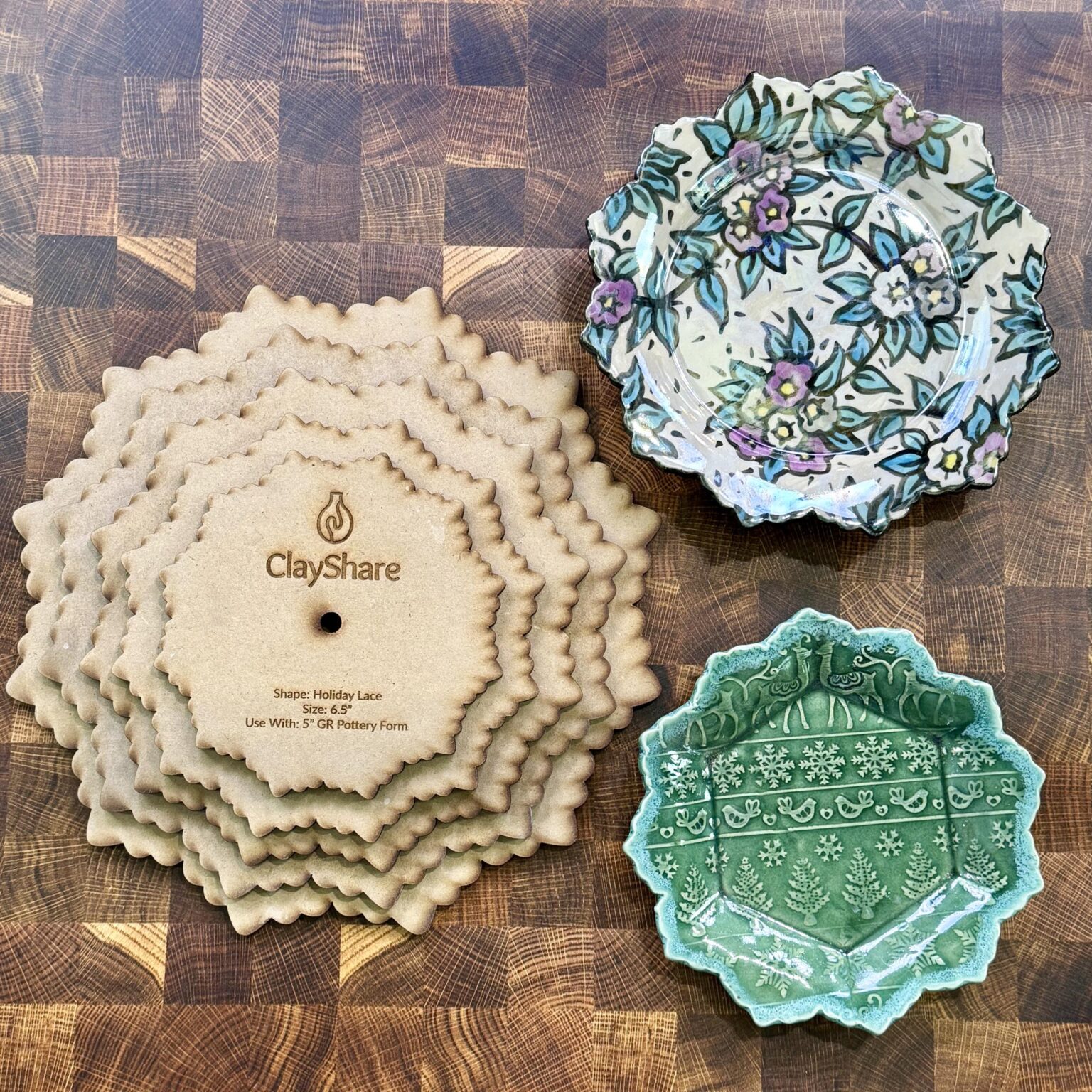 Holiday Lace Round Stack Rim Template Set – ClayShare Market Place