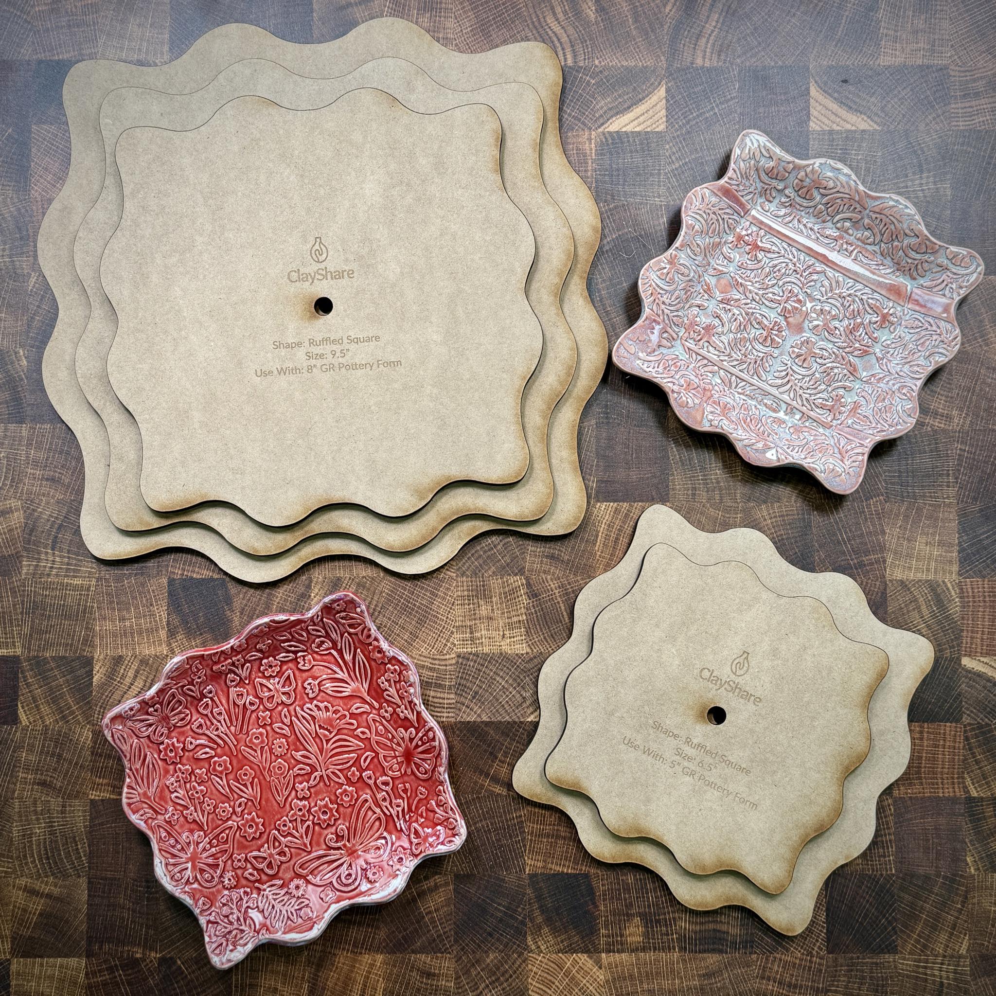 Ruffled Square Stack Rim Template Set – ClayShare Market Place