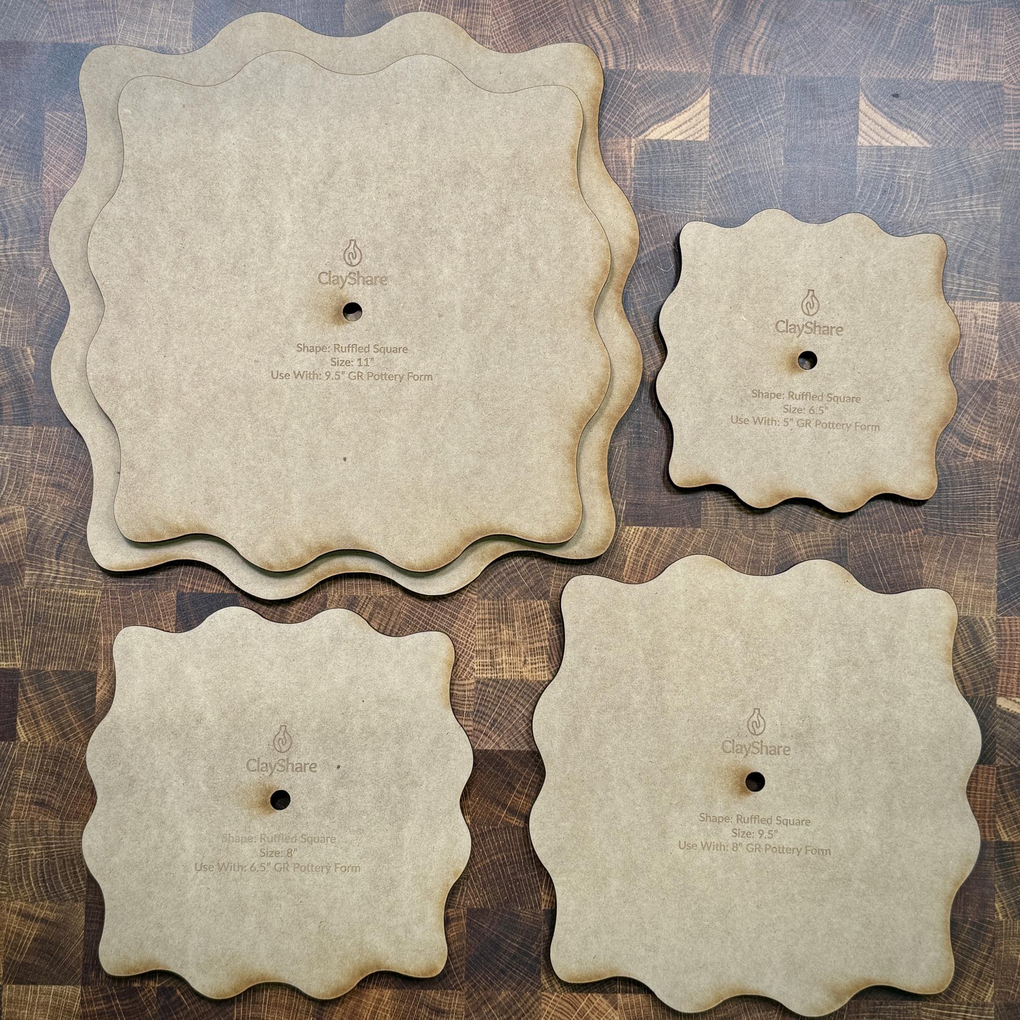 Ruffled Square Stack Rim Template Set – ClayShare Market Place