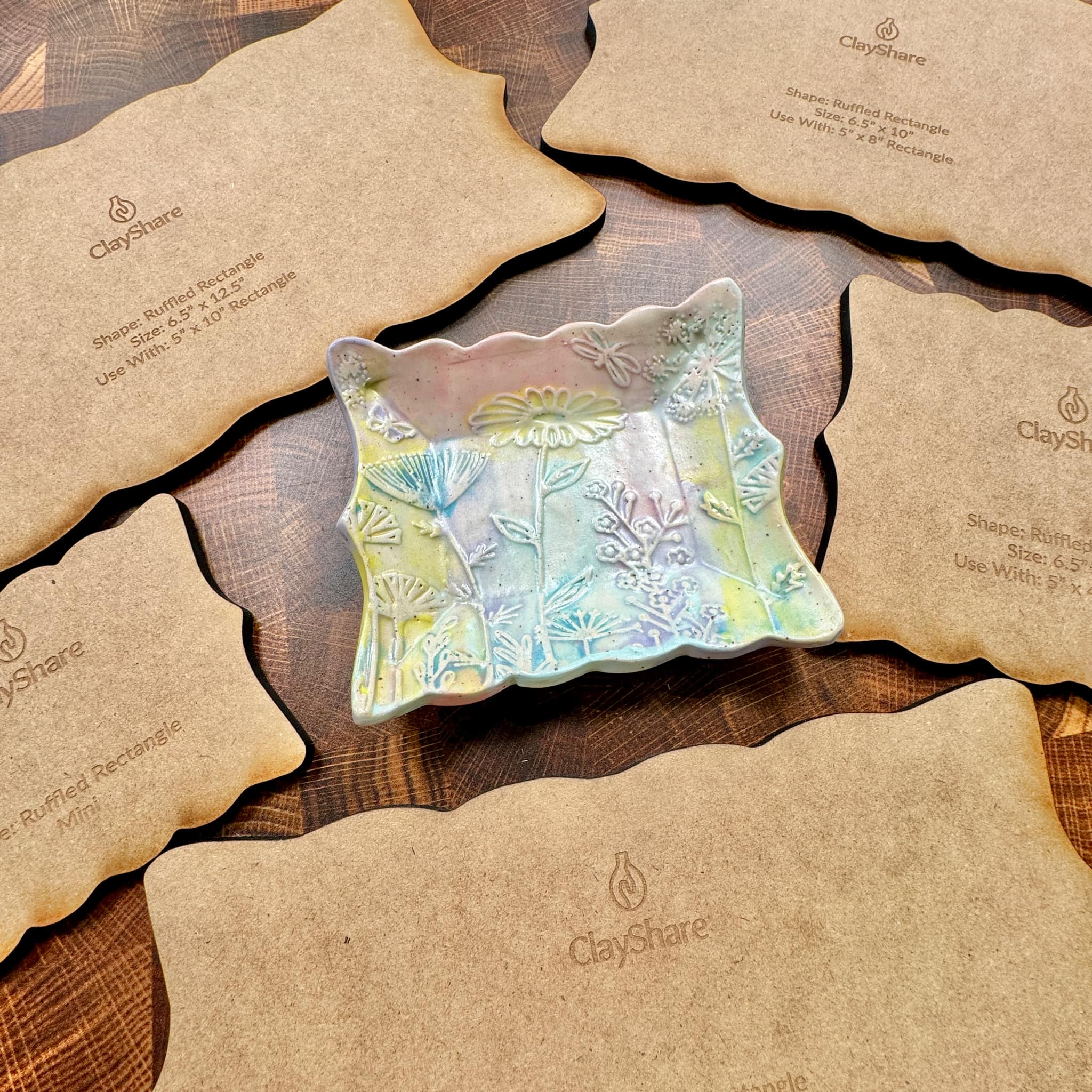 Ruffled Rectangle Rim Template Small Set – ClayShare Market Place