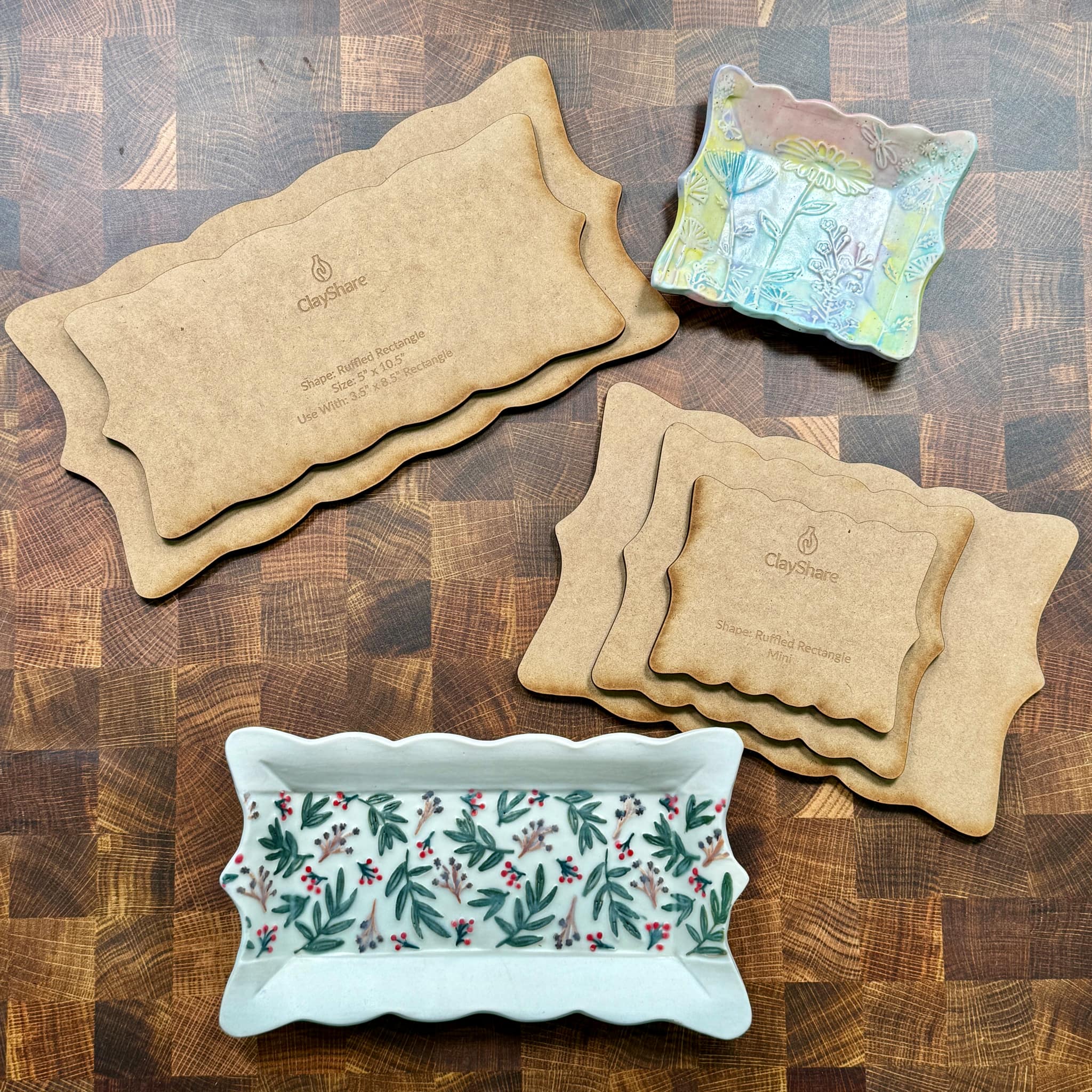 Ruffled Rectangle Rim Template Small Set – ClayShare Market Place
