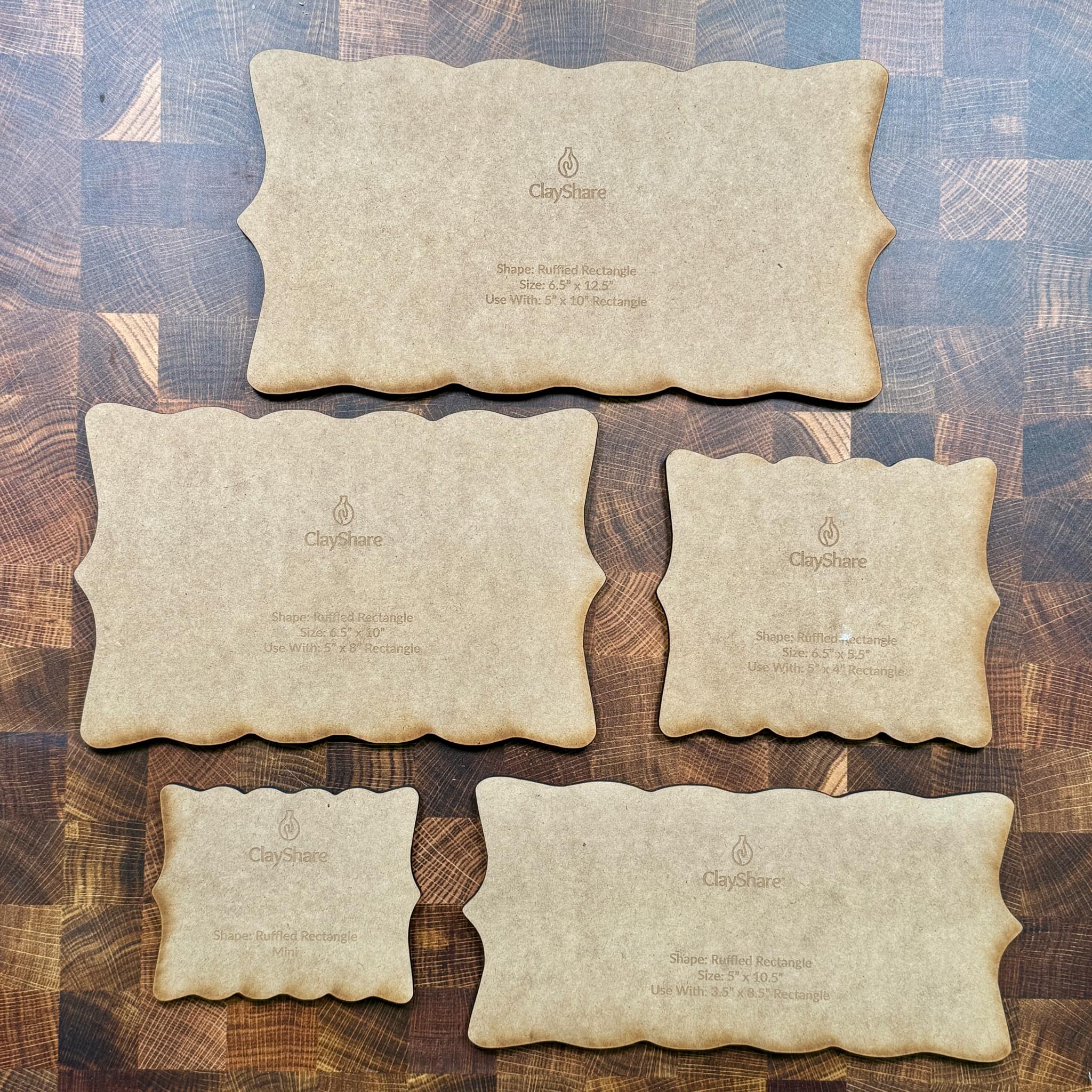 Ruffled Rectangle Rim Template Small Set – ClayShare Market Place